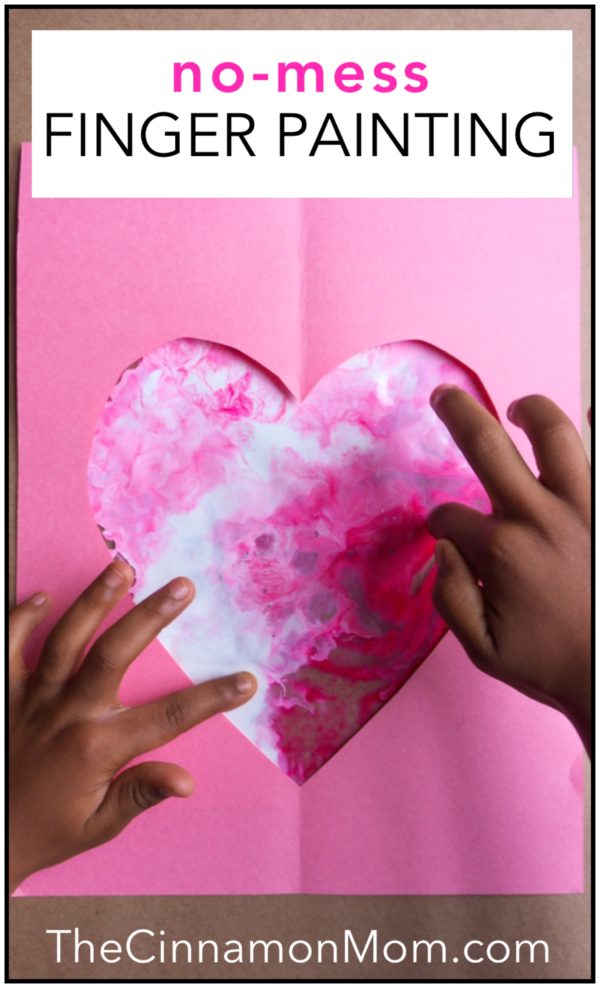 Mess Free Finger Painting for Valentine's Day